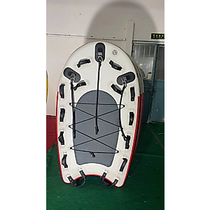 SAYOK Large Inflatable Rescue Sled Floating Mat, Inflatable Surfing Board Inflatable Jet Ski Rescue Board(71 x 41.4 x 4 inches, Red Edge)