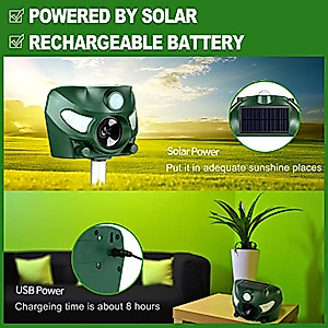 Fierre Shann Solar Outdoor Repeller, Waterproof, with 5 Working Modes and Flashing Light
