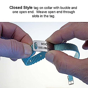 LuckyPet Slide-On Pet ID Tag: Medium-fits 5/8 inch Collars, Open Ends - Personalized Dog and Cat Tags, Silent, Chew-Proof Stainless Steel Collar Tags, Custom Engraved