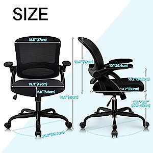 KERDOM Ergonomic Office Chair, Breathable Mesh Computer Chair, Swivel Desk Chair with Wheels and Flip-up Arms, Adjustable Height Home Gaming Chair