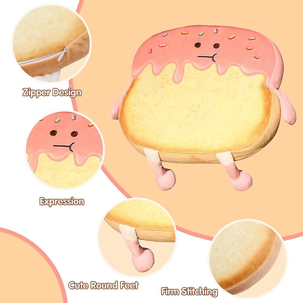 Oumelfs Toast Seat Cushion Cute Chair Pillow Pads Memory Foam with Removable Cover Gaming Chair Office Home Bedroom Shop Restaurant Decor (Strawberry)