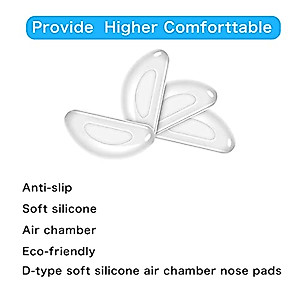 Festful Eyeglass Nose Pads,10 Pairs of Anti-Slip Soft Glasses Nose Pad，Silicone Nose Pads for Glasses (Clear/2mm)