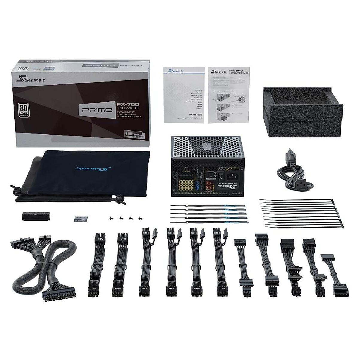 Seasonic PRIME PX-750 | 750W | 80+ Platinum | ATX Form Factor | Full Modular | Low Noise | Premium Japanese Capacitor | 12 Year Warranty | Nvidia RTX 30/40 Super & AMD GPU Compatible (Ref. SSR-750PD2)