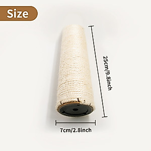 10" Cat Scratching Replacement Posts Sisal Spare Scratcher Refill Post for Cats Cube Tower Kittens Scratch Pole Perch Interactive Toys Furniture Accessories Tree 2 Pack Include M8 Screws White