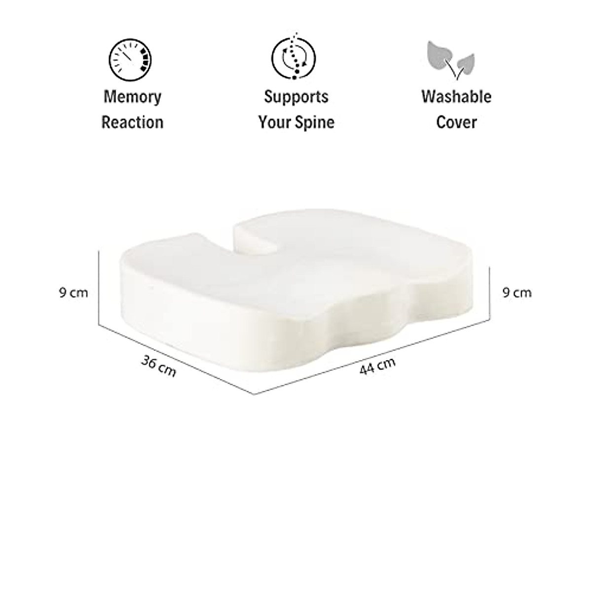 ErgoFoam Orthopedic Seating Memory Foam Seat and Hemorrhoids Cushion, Seat Cushion with High Density Memory Foam for Office Chair, Ergonomic Cushion for Wheelchair, car seat, Coccyx or Hip Problems