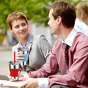 Rommeka Stainless Steel Cups, 5 Pack 16oz Kids Drinking Glasses Spill Proof Metal Tumblers Cups with Lids and Straws for Toddlers and Adults