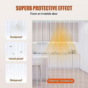 VEVOR Strip Curtain, 75' Length x 8" Width x 0.08" Thickness, Clear PVC Smooth Curtain Strip Door Bulk Roll, Plastic Door Strips for Doorways of Supermarket, Garage, Warehouse, Barn, Pet Animal House