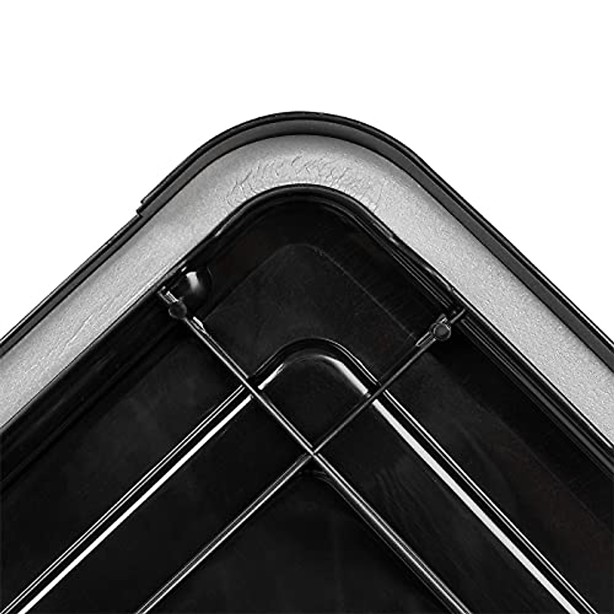 IRIS USA 74 Quart WEATHERPRO Plastic Storage Box with Durable Lid and Seal and Secure Latching Buckles, Weathertight, Black with Red Buckles, 4 Pack