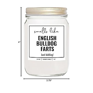 YouNique Designs Smells Like English Bulldog Farts Candle 8 oz - English Bulldog Gifts for Bulldog Lovers - Bulldog Lover Gifts Dog Farts Candle - Funny Bulldog Themed Gifts (Lavender & Vanilla)