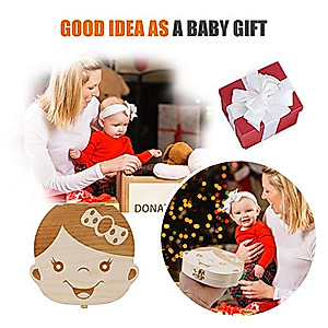 Baby Tooth Box by NASHRIO - Wooden Kids Keepsake Organizer Gift for Baby Teeth, Cute Children Tooth Container with Tweezers to Keep the Childwood Memory (Gril)