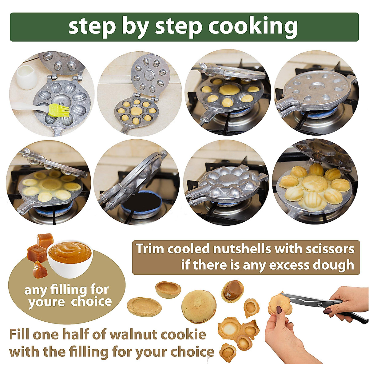 Walnut Cookie Mold Maker 8+1 flower - Walnut Cookie Maker - Oreshki Mold Maker - Орешница - Oreshki Maker - Oreshki Cookie mold - Walnut Cookie Form - Oreshnitsa Maker - Walnut Cookie Molds