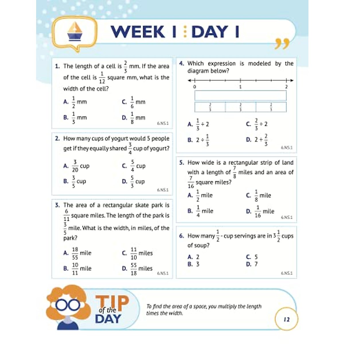 6th Grade Common Core Math: Daily Practice Workbook - Part I: Multiple Choice | 1000+ Practice Questions and Video Explanations | Argo Brothers (Next Generation Learning Standards Aligned (NGSS))