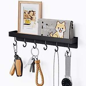 niffgaff Black Key Holder for Wall, Self Adhesive Key Rack, Key Hooks for Wall Decorative, New Type Key Hangers for Wall Decor, Stainless Key Hooks Mail Holder