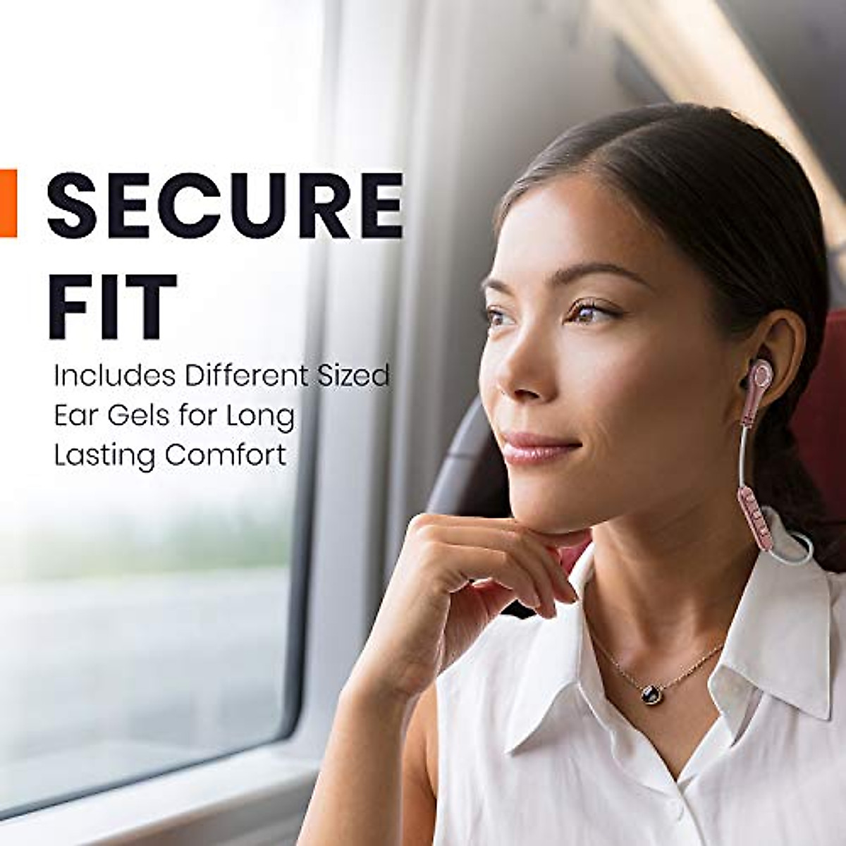 Helix Audioflex Wireless Earbuds, 5.0 Bluetooth Headphones, Enhanced Bass, Built-In Track Controls and Microphone for Hands-Free Calling, Bluetooth Earbuds for Workout, Sports, Running, Gym- Rose Gold