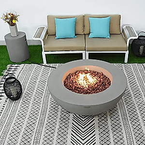 Elementi Outdoor Fire Table Propane Fire Pit Garden Fireplaces 45,000BTU Firepit Patio Round Fire Bowl with 13.2lbs Lava Rocks ,ELEMENTI Lunar Bowl Series, Garden Coffee Table,Grey