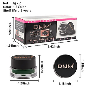 evpct Blue & Green Gel Eyeliner Waterproof Smudge Proof for Waterline Eyebrow Cream Pomade Set with Brushes, Long Wear