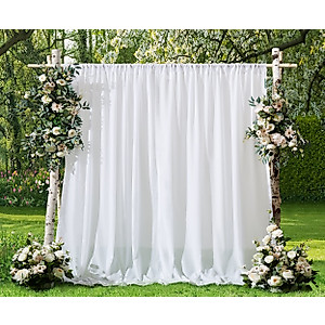 Warm Home Designs 7 Feet Long White Backdrop Curtains. Pair of 52 x 84 Chiffon Backdrop Curtains with 2 Tie-Backs. Perfect as Wedding Backdrop, White Backdrop, or as Chiffon Curtains. WW White 84"