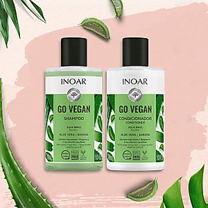 INOAR PROFESSIONAL - Go Vegan Balance Hair Shampoo & Conditioner Set with Aloe Vera (300ml/each)
