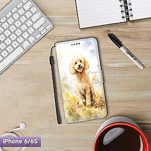 DAFEI Wallet Case for iPhone 6/6s with Poodle Dog-aa43 Pattern PU Leather Flip Folio ID&Credit Cards Pocket Lanyard