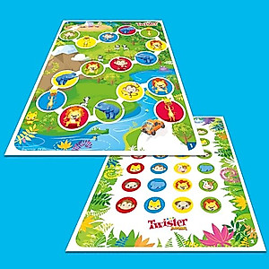 Hasbro Gaming Twister Junior Game, Animal Adventure 2-Sided Mat, 2 Games in 1, Party Game for Kids Ages 3 and Up, Indoor Game for 2-4 Players