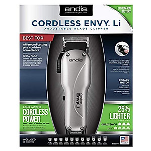 Andis 73000 Envy Li Cordless Clipper - Rechargeable Hair Trimmer - Adjustable Blade Clipper, Close Cutting Zero Gapped - Pack of 1, female