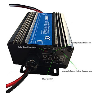MPPT Solar Charge Controller LED Display Solar Panel Battery Regulator Charge Controller Max 300W for Lithium Lead-Acid Lithium Iron Batteries 24V/36V/48V/60V/72V