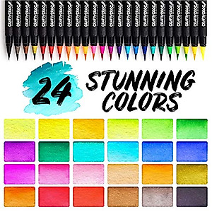Crafty Croc Watercolor Brush Pens - 24 Vibrant Colors