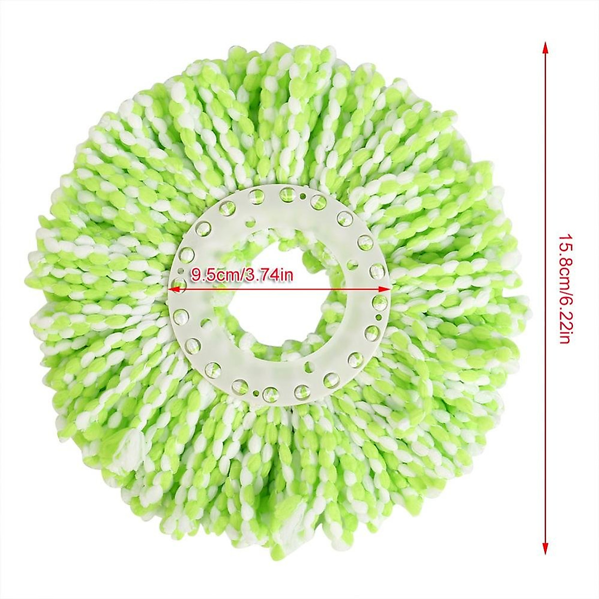 Fdit Spin Mop Head Refills Microfiber Round Spin Mop Head Replacement for Universal Spin Mop System for Home Commercial Use (Green White)