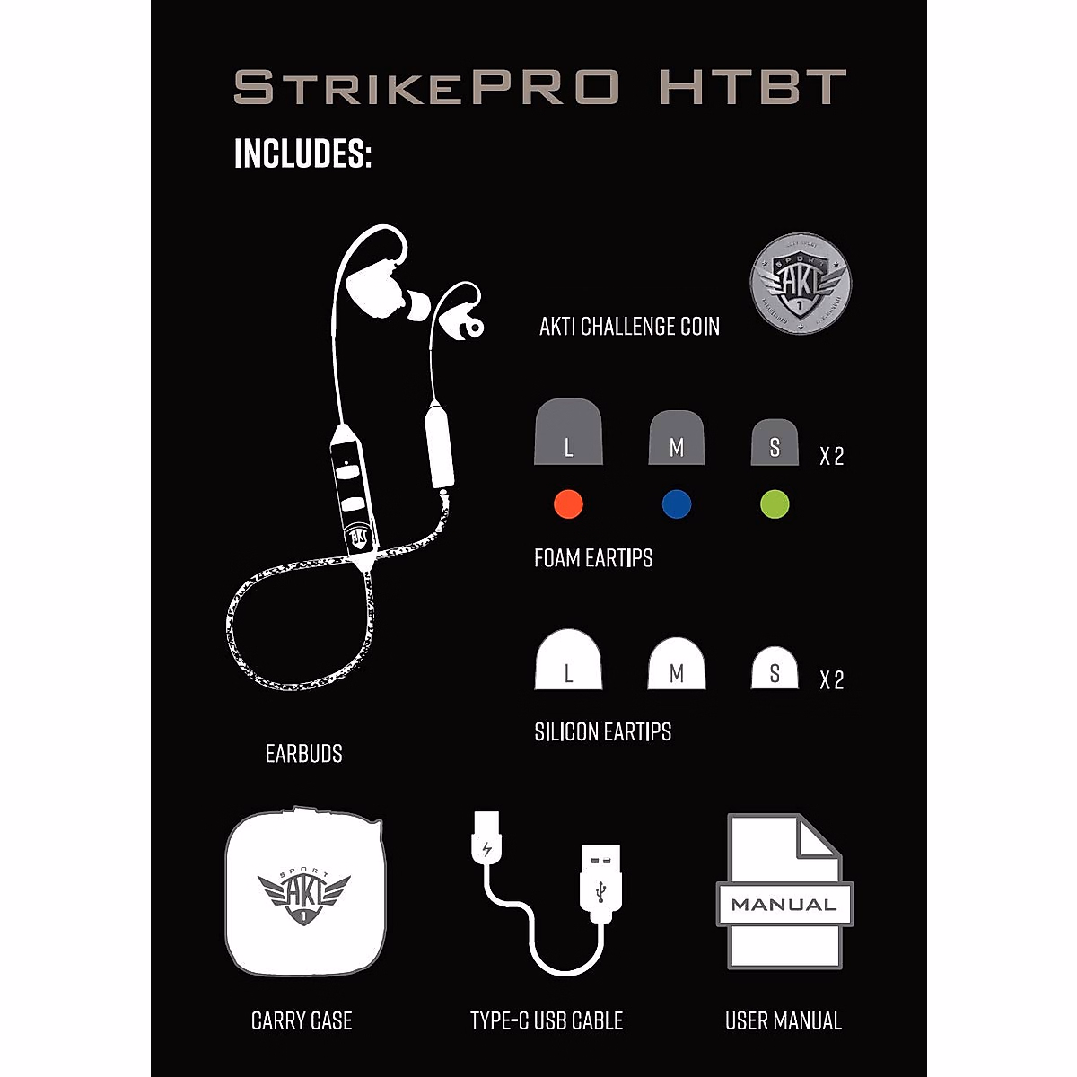 AKT1 Sport StrikePRO HTBT,Bluetooth Headphones with Hear Through and Sound Isolating Technology,4X Sound Amplification Hearing Protection for Shooting,Hunting and DIY Projects,NRR 29,10+ Hour Battery