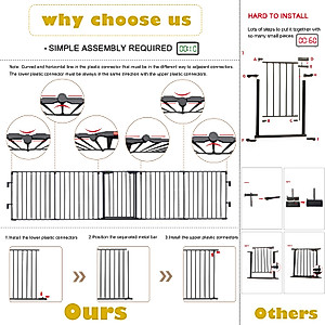 Bonnlo 120 Inches Wide Configurable Baby Gate Fireplace Safety Fence/Guard Adjustable 5-Panel Metal Play Yard for Toddler/Pet/Dog Christmas Tree Fence, Includes 4 Pack of Wall Mounts, Black