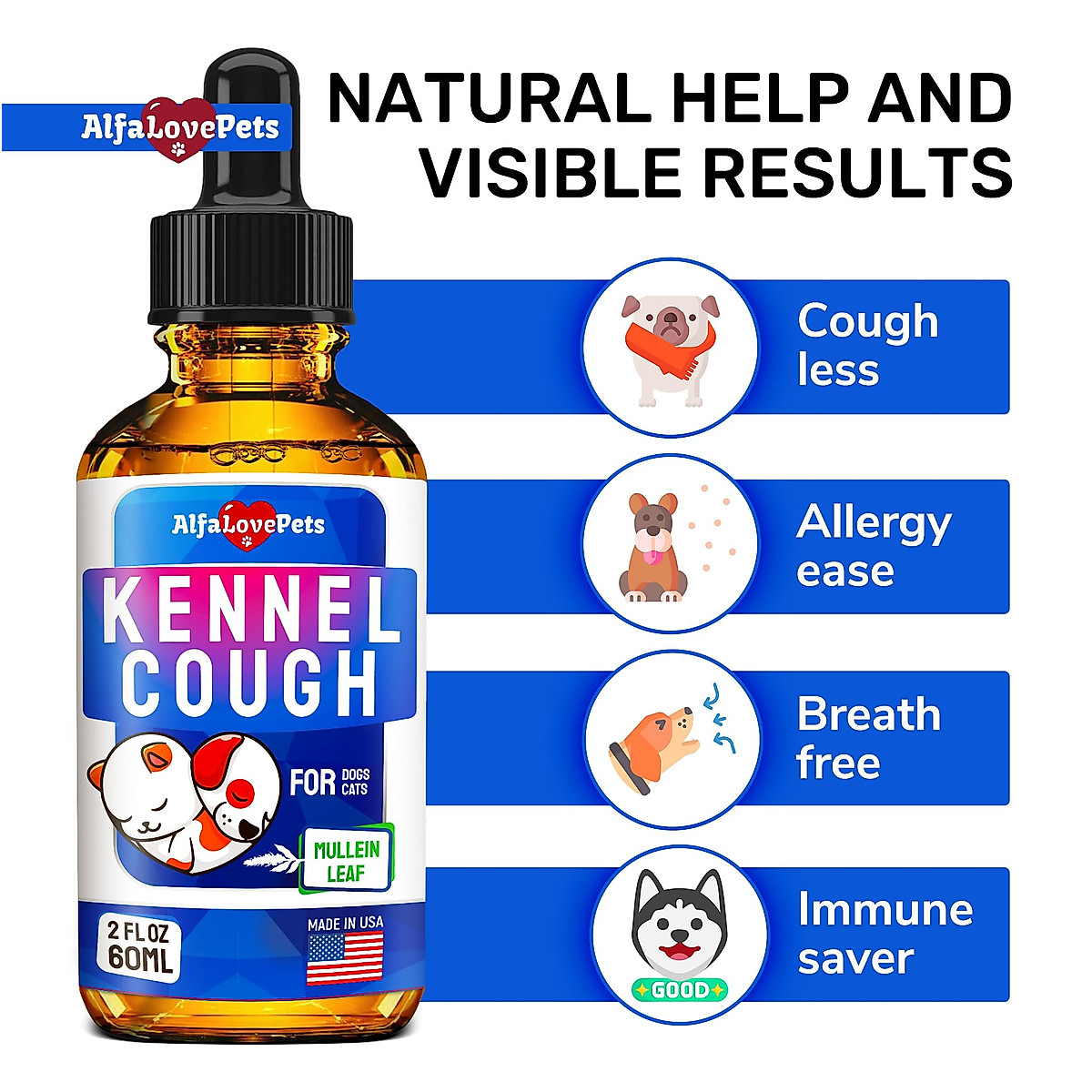 Kennel Cough Treatment ✿ Dog Cough Treatment ✿ Сat Сough ✿ Dog Cough Medicine Dietary Supplement ✿ Kennel Cough Treatment at Home for Dogs & Cats ✿ for Pets with Love ✿ 2 Oz