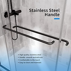 Shower Door，Royal Guard 44-48" W x 70" H Semi-Frameless Double Sliding Glass Shower Door with 1/4'' (6mm) Clear SGCC Tempered Glass，Bypass Shower Enclosure，Matte Black