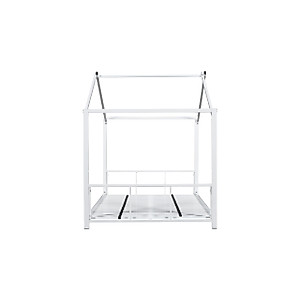 Wakefit Twin Size Montessori Floor Bed with Headboard and Footboard, Metal House Bed Frame with Soundproof Strip for Children, Toddlers, Boys, Girls Bedroom, Kids Playroom, No Box Spring Needed(White)