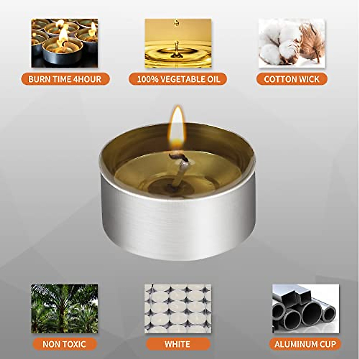 AlterEgo Unscented Tea Lights - 100 Pack Tealight Candles - 6+ Hour Burn Time - Clean-Burning White Palm Votive Smokeless Tealights Candles for Home, Shabbat & Anniversaries (100Pack)