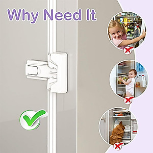 2 Pack Upgrade Child Proof Refrigerator Lock, HEOATH Fridge/Freezer Door Lock for Toddlers Children Kids, no Tools Need or (White)