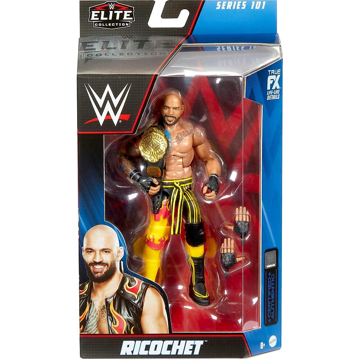 Mattel WWE Ricochet Elite Collection Action Figure, Deluxe Articulation & Life-like Detail with Iconic Accessories, 6-inch