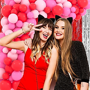 Matte Red, Light Pink, Rose Red Balloons Arch Garland - Strawberry Birthday Party Supplies Red Pink Balloons Arch Mother Day Party for Strawberry Birthday Wedding Bachelorette Valentines Party Decors