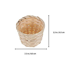 BESPORTBLE Woven Bamboo Storage Basket Desktop Finishing Basket Straw Basket Plant Pot Flower Vase for Bedroom Living Room Decoration Large