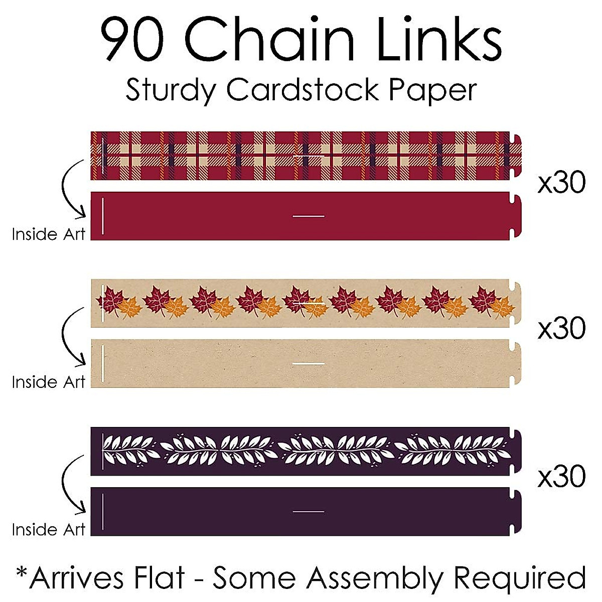 Big Dot of Happiness Friends Thanksgiving Feast - 90 Chain Links and 30 Paper Tassels Decoration Kit - Friendsgiving Party Paper Chains Garland - 21 feet