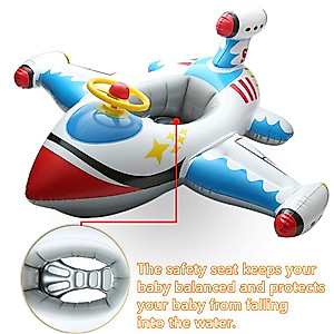 Baby Inflatable Pool Float Swimming Float Boat with Steering Wheel Horn for Kids Toddlers Age 1-4 Boys Girls Inflatable Ride-ons Summer Pool Swim Ring Beach Supplies