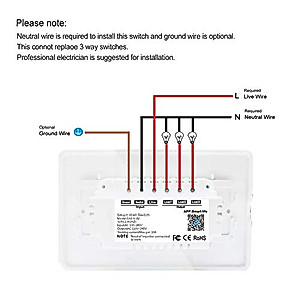 SANA Smart Light Switch,WiFi Wall Light Switch, Easy Installation and APP Control, Compatible with Alexa and Google Home, No Hub Required (3 Switches in 1 Gang)