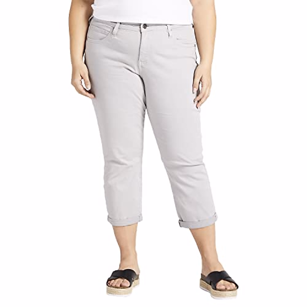 JAG Jeans Women's Plus Size Cecilia Mid Rise Capri, Grey, 24