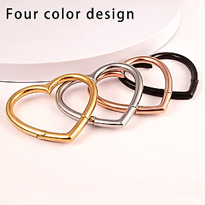 Atomhole 2PCS Ear Weights Hypoallergenic Heart Ear Hangers for Stretched Ear Gauges Plugs，316 Stainless Steel Body Jewelry Piercing Tunnel Expander (6mm(2G), Black)