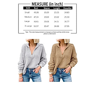 EFAN Women's Oversized V Neck Sweaters 2023 Long Sleeve Collared Tunic Batwing Knitted Pullover Sweater Apricot