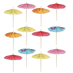 SHATCHI 72/144 Umbrellas Wedding Summer Party Food Drink Decorations Picks Sticks Cocktail Accessories & Cocktail, Assorted, Pack of 72