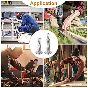 VIGRUE 185Pcs #8 Truss Head Self Tapping Screws, 410 Stainless Steel Low Profile Self Drilling Tek Screw Assortment Kit, Length 1/2'' to 1-1/2''