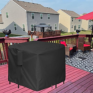 Izzybang 5 Piece Bar Height Patio Dining Set Covers Waterproof Outdoor 66 Inch Square Patio Furniture Bar Height High Top Bistro Table & Chair Sets Winter Cover, Black