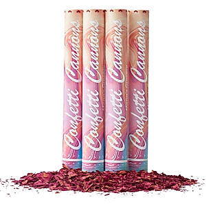 Meng's Grocery Natural Dried Flower Petal Confetti Cannon, 4pcs Rose Petals Party Supplies Confetti Poppers, Biodegradable Petals Confetti Cannon for Wedding, Birthday, Graduation