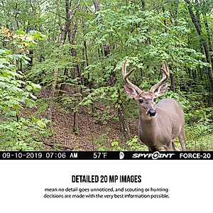 SPYPOINT FORCE-20 Trail Camera 20MP HD Video w/ 48x High Power LEDs & Infrared Boost Tech for GREAT NIGHT IMAGE, 80' Flash Range, Low Glow Backlit Setup LCD Screen