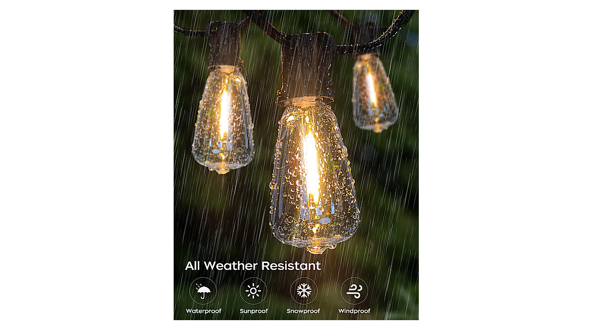 PARTPHONER 120FT Outdoor String Lights - Dimmable & Waterproof